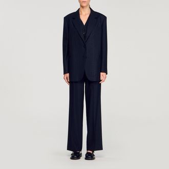 Sandro Veste de costume &agrave; rayures strass&eacute;e