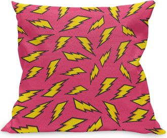 Abakuhaus Pop-Art Kissenbezug, Comic-Buch-Stil Wiederholten Zick-Zack-Elektrischer Strom-Thunder Bolt-Motive, 40 x 40 cm, Dunkle Koralle Gelb Schwarz