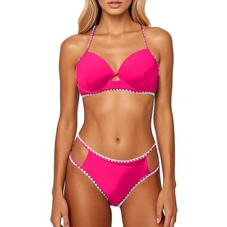 Generic Ensemble bikini pour femme - Taille haute - 2 pi&egrave;ces - Rembourr&eacute; - Push Up - Deux pi&egrave;ces - Maillot de bain pour piscine - Dos nu - V&ecirc;tements de vacanc