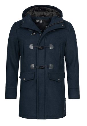 Indicode Herren Liam Dufflecoat | Wintermantel Wollmantel Herrenmantel Mantel für Männer Navy Mix, XXL