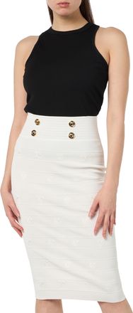 Pinko Damen Stapelia Gonna Bande Jacquard Logo Birds Rock, Z04_Bianco Brill, XS