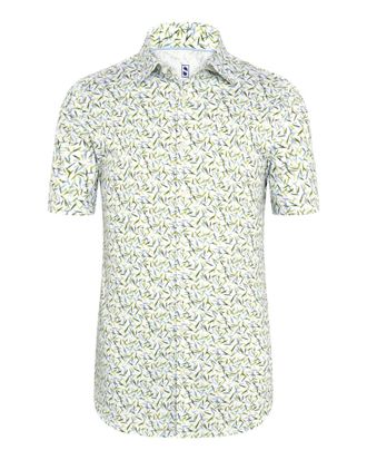 DeSoto Gemustertes Jersey-Kurzarmhemd mit Kentkragen, Slim in