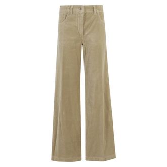 Aspesi Samt Weite Beinhose in Biskuit - - Trousers - Damen - Gr&uuml;n - XS