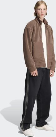 adidas Originals Premium Essentials - Polarfleece-Jacke in Braun mit durchgehendem Rei&szlig;verschluss-Brown