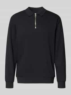 Lindbergh Sweatshirt mit Polokragen und Rei&szlig;verschluss