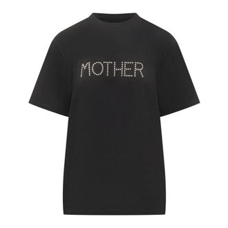 Stella McCartney Logo-Besticktes Rundhals-T-Shirt - - Tops - Damen - Schwarzk - M