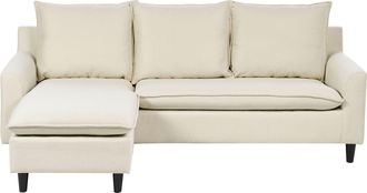 Beliani Trendy Ecksofa mit bewegbarer Ottomane Polsterbezug beige rechtsseitig Elvenes