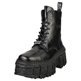 New Rock Boots BIOS107-V1 Noir Cuir VEGAN Unisexe Gladiateur Plateforme Sandale Motard Goth 40