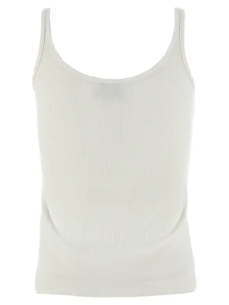Off-white Logo-Embroidered Ribbed Stretch Cotton Tank Top - White