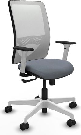 Piqueras y Crespo Computerstuhl mit R&auml;dern Zulema mit schwarzen und wei&szlig;en Armlehnen, h&ouml;henverstellbare Lendenwirbelst&uuml;tze, 3 Positionen, Wei&szlig; / Grau