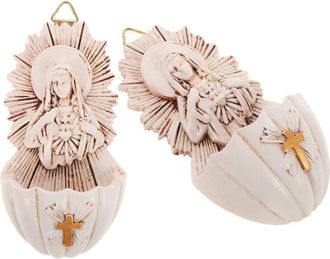 DOITOOL 2 Stück Katholisches Weihwasserbecken aus Kunstharz Wanddekor zum Aufhängen Stilvoller Religiöser Wandhalter für Eingang Gebetsraum Taufe und Erstkomm