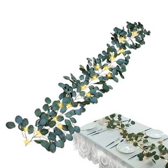 Generic SVCEQZE Fairy Light Guirlande de branches dolive, 180 cm, en PVC, 96 LED, guirlande de branches dolivier avec guirlande lumineuse, guirlande de branch