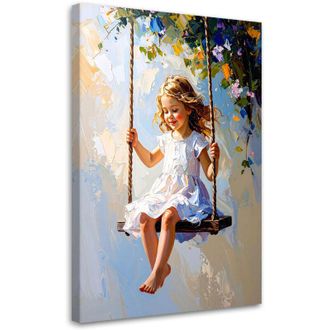 Feeby Tableau d&eacute;co Fille sur une balan&ccedil;oire 60x90