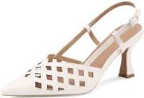 Queen Helena Slingback avec talon moyen d&eacute;collet&eacute; femme ZM11015, beige, 35 EU