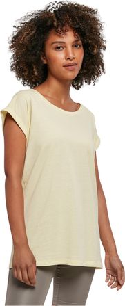 Build Your Brand Damen T-Shirt Ladies Extended Shoulder Tee, lang geschnittenes T-Shirt für Frauen, Baumwolle, Softyellow, XXL