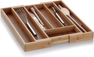 KELA Range-couverts en bambou pour tiroirs 28,5-39 x 34 x 5 cm, extensible, insert &agrave; tiroirs avec 5 ou 7 compartiments, KALMA, organiseur de tiroirs pour l