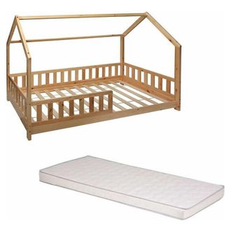 Atmosphera Atmosphera - Lit Cabane Enfant Bosco 90 x 190 cm Avec matelas (Fabrication Europ&eacute;enne)