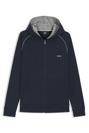BOSS Hommes Mix&Match Jacket H Sweat &agrave; capuche zipp&eacute; en coton stretch avec passepoils contrastants