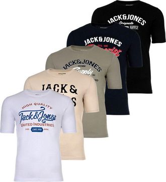 Jack & Jones T-Shirt Herren T-Shirt 5er Pack Baumwolle (Packung, 5er Pack)