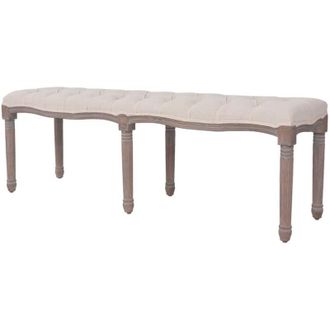 vidaXL Bank Leinen Massivholz 150 x 40 x 48 cm Cremewei&szlig; Vidaxl