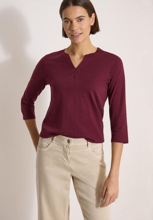 Cecil Tunikashirt CECIL, Damen, Gr. XXL (46), rot (rot wine), Web, 100% Baumwolle, unifarben, comfort fit normal, Rundhals, normaler Saum, Shirts, aus reine
