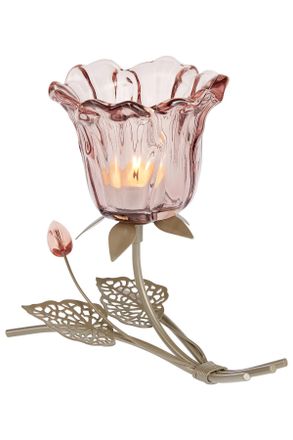 Ambia Home Kerzenhalter, Gold, Beere, Metall, Kunststoff, Glas, 10.5x16.5x17.5 cm, zum Stellen, Dekoration, Kerzen & Zubeh&ouml;r, Kerzenhalter