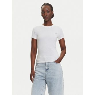 Tommy Jeans T-Shirt Linear DW0DW21164 &Eacute;cru Slim Fit
