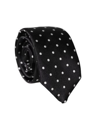 Dolce & Gabbana Black White Polka Dots Silk Adjustable Men Necktie Tie
