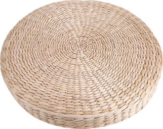 TMISHION Stroh-Bodenkissen, 40 Cm, Rundes Stroh-Kissen f&uuml;r Tatami, Meditation und Yoga, weiche Sitzmatte, handgefertigtes Korbgeflecht