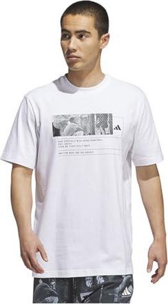 adidas Mens T-Shirt Graphique Basketball, White, L