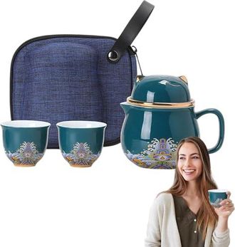 Generic Ensemble de tasses &agrave; th&eacute; portable en c&eacute;ramique - Ensemble de tasses &agrave; th&eacute; Lucky Cat en c&eacute;ramique, ensemble de tasses &agrave; th&eacute; r&eacute;sistantes aux chocs, tass