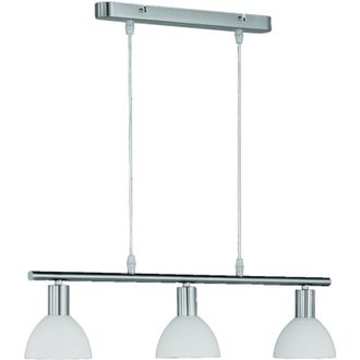 Reality Suspension Moderne Dallas Nickel Barbell 3 Verres Blancs Trio Lighting