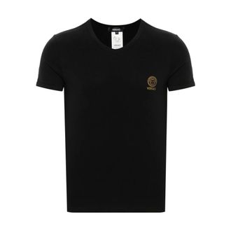 Versace Homme, Tops, Noir, Taille: M Noir Coton T-shirt Polos
