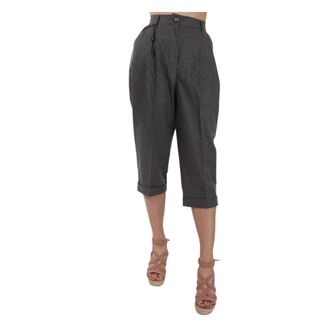 Dolce & Gabbana Wool Cropped Trouser Pleated Pant - - Trousers - Damen - Grau - 2XS