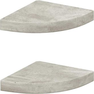 vidaXL 2X Etag&egrave;res dangle Murales Etag&egrave;res Flottantes Suspendues Salon Salle de S&eacute;jour Maison Int&eacute;rieur Gris B&eacute;ton 25x25x3,8 cm MDF