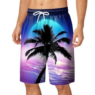 Generic Short de bain d&eacute;t&eacute; pour homme - Paysage d&eacute;t&eacute; insolite - Impression num&eacute;rique avec taille &eacute;lastique - Style d&eacute;contract&eacute; - Tendance - Short de plage - V
