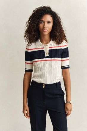 GANT Damen Kurzarm-Rugger aus Baumwolle (XXL) CREAM