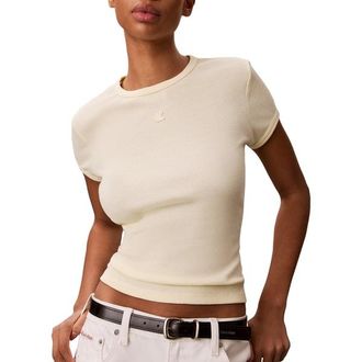 Calvin Klein T-shirt gaufr&eacute; en coton m&eacute;lang&eacute;