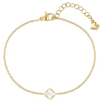 Glanzst&uuml;cke M&uuml;nchen Armband - Edelstahl Armband PerlmuttKleeblatt - Gr. ONESIZE - in Gold - f&uuml;r Damen