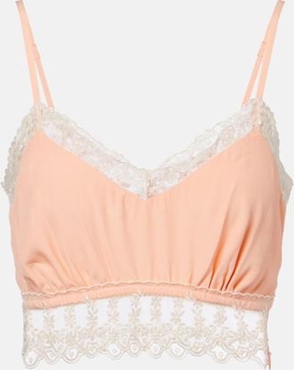 Simone Rocha Brassi&egrave;re en cr&ecirc;pe de Chine &agrave; dentelle