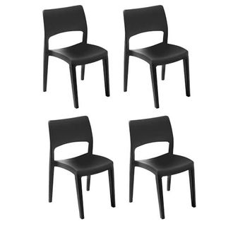 Dmora 4er Set Gartenst&uuml;hle Tropea, Gartensitz, F&uuml;r drinnen und drau&szlig;en, Stapelbar, Made in Italy, 50x51 h82 cm, Anthrazit