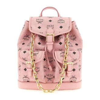 MCM Stark Rucksack mit Monogramm und Ketten-Detail - - Bags - Damen - Rosa - ONE SIZE
