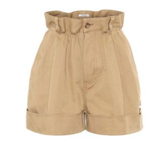 Miu Miu Elasticated Waist Tan Cotton Shorts Size 27/69
