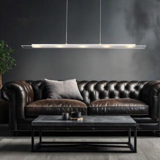 Globo Lighting Led Pendellampe Glas satiniert Esstischlampe Hängeleuchte Wohnzimmerlampe, nickel matt, 5x7W 5x560lm warmweiß, LxH 95x150 cm