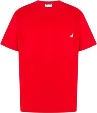Moschino unisex, Tops, Rouge, Taille: XL T-shirt Goose en jersey de coton