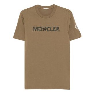Moncler Homme, Tops, Brun, Taille: XL Logo Cotton Jersey T-shirt