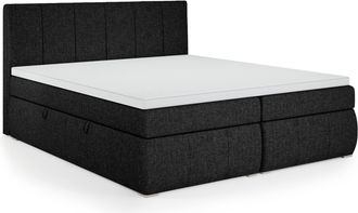 Generic FEDVE Boxspringbett 200x200 Schwarz - Leo - Dauerhaft Bett mit Bettkasten - Praktisches Doppelbett mit Stauraum für Viele Jahr - Kopfteil Bett mit Mat