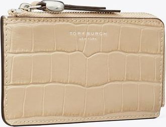 Tory Burch Romy Kartenetui mit Krokopr&auml;gung und Rei&szlig;verschluss