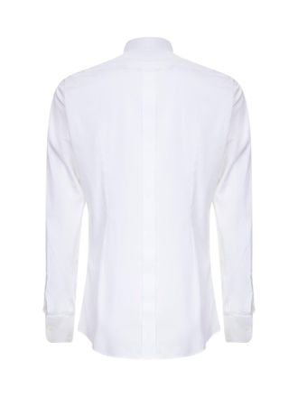 Dolce & Gabbana Mens Shirt Gold Tuxedo White Cotton Poplin
