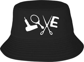 Generic Chapeau De Seau Unisexe Coiffeur Love Chapeau De Soleil &Agrave; Large Bord Pliable Bonnet Soleil, pour Chasse, De P&ecirc;che, Plage, 56-58cm